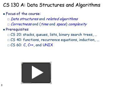 PPT – CS 130 A: Data Structures and Algorithms PowerPoint presentation ...