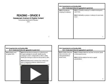 READING GRADE 8 presentation | free to view