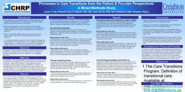 PPT – Processes in Care Transitions from the Patient PowerPoint ...