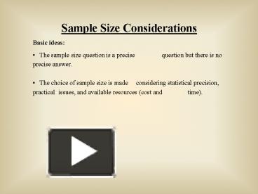 Sample Size Considerations presentation | free to view