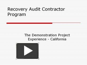 PPT – Recovery Audit Contractor Program PowerPoint presentation | free ...