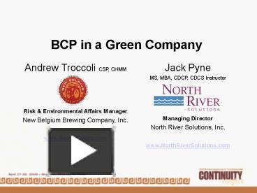 PPT – BCP in a Green Company PowerPoint presentation | free to view ...