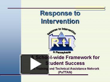 PPT – Response to Intervention PowerPoint presentation | free to view ...