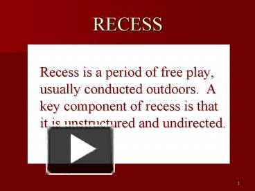 RECESS presentation | free to view