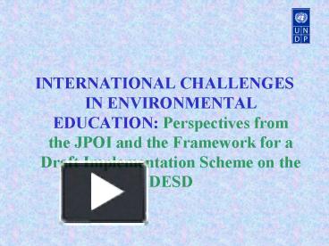 PPT – INTERNATIONAL CHALLENGES IN ENVIRONMENTAL EDUCATION: Perspectives ...