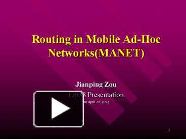 PPT – Routing in Mobile AdHoc NetworksMANET PowerPoint presentation ...