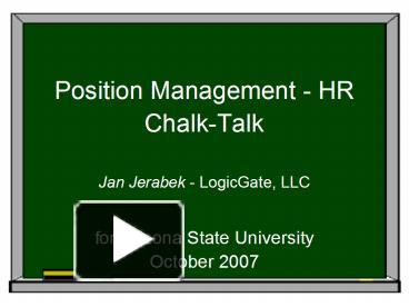 Position Management HR presentation | free to view