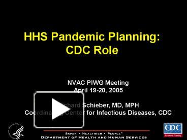 PPT – HHS Pandemic Planning: CDC Role PowerPoint presentation | free to ...