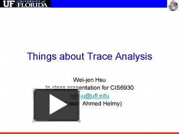 Things about Trace Analysis presentation | free to download