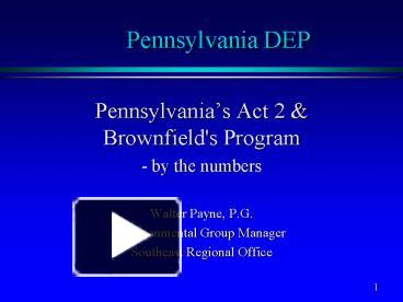 Pennsylvania DEP presentation | free to view