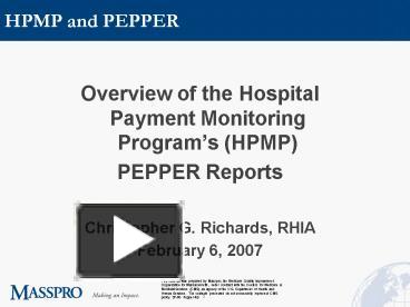 HPMP and PEPPER presentation | free to view