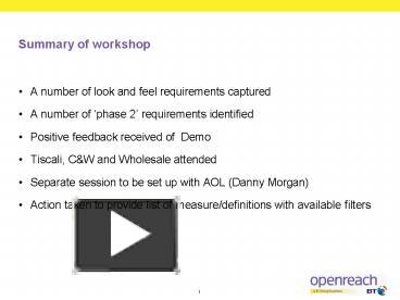 Summary of workshop presentation | free to view
