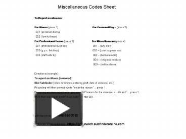 Misc codes presentation | free to view