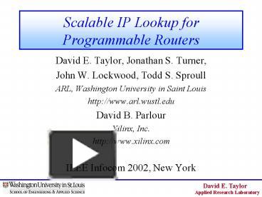 PPT – Scalable IP Lookup for Programmable Routers PowerPoint ...