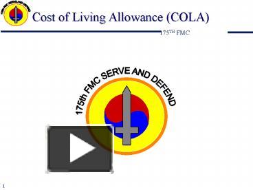 Cost of Living Allowance COLA presentation | free to view