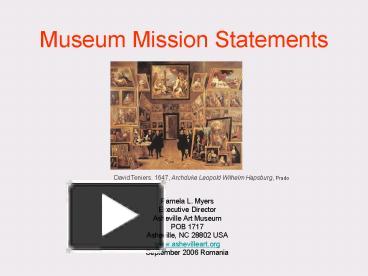 Museum Mission Statements presentation | free to view