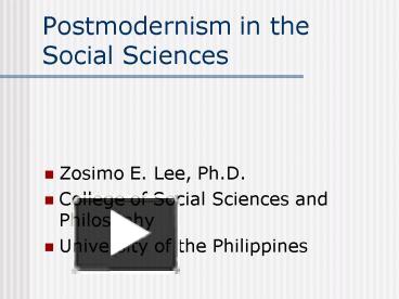 PPT – Postmodernism in the Social Sciences PowerPoint presentation ...