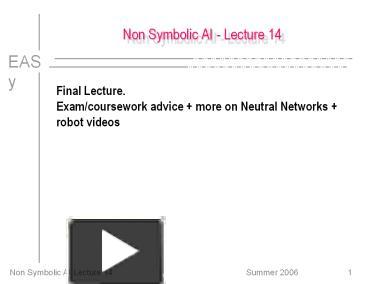 PPT – Non Symbolic AI - Lecture 14 PowerPoint presentation | free to ...