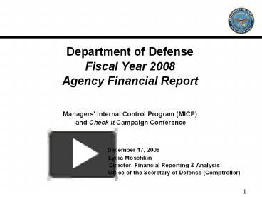 PPT – Department of Defense PowerPoint presentation | free to view - id ...