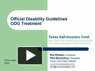 Official Disability Guidelines ODG Treatment presentation | free to ...