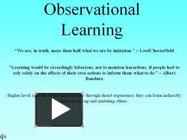 Observational Learning presentation | free to view