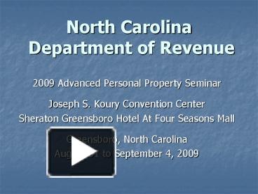 PPT – North Carolina Department of Revenue PowerPoint presentation ...