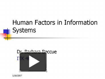 PPT – Human Factors in Information Systems PowerPoint presentation ...