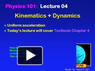 PPT – Kinematics Dynamics PowerPoint presentation | free to view - id ...