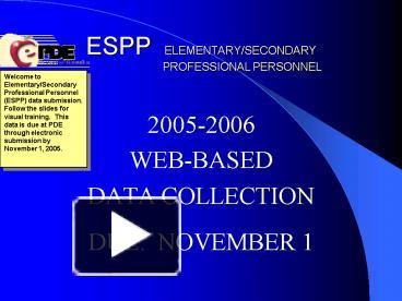 PPT – ESPP ELEMENTARYSECONDARY PROFESSIONAL PERSONNEL PowerPoint ...