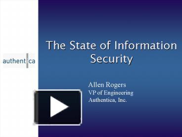PPT – The State of Information Security PowerPoint presentation | free ...
