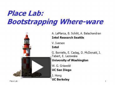 PPT – Place Lab: Bootstrapping Whereware PowerPoint presentation | free ...