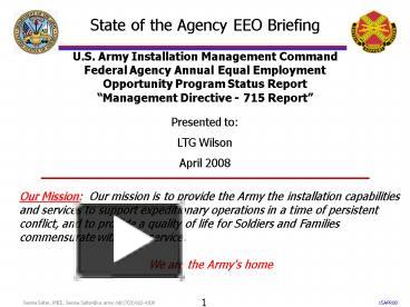 U.S. Army Installation Management Command Federal Agency Annual Equal ...