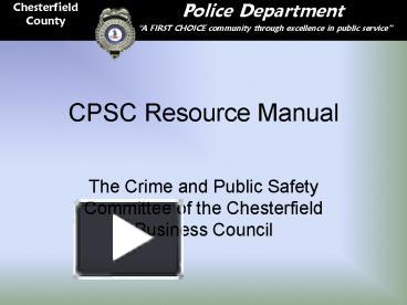 CPSC Resource Manual presentation | free to view