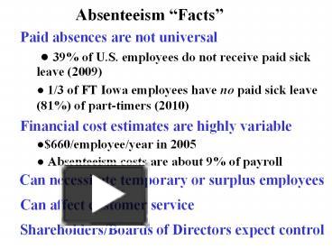 Absenteeism presentation | free to view