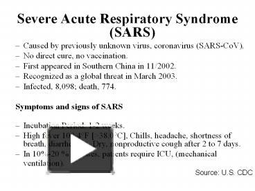 Severe Acute Respiratory Syndrome (SARS) presentation | free to download