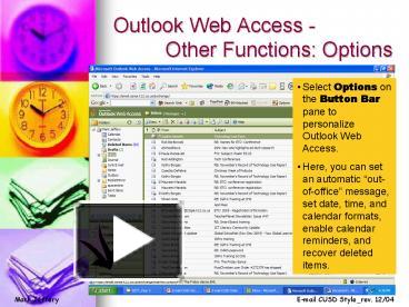 Outlook Web Access Other Functions: Options presentation | free to view