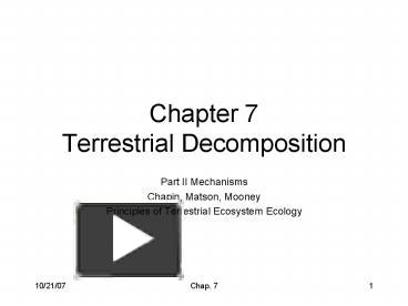 Chapter 7 Terrestrial Decomposition presentation | free to view