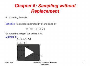 Chapter 5: Sampling without Replacement presentation | free to view