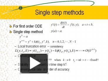 Single step methods presentation | free to view