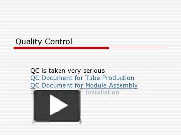PPT – Quality Control PowerPoint presentation | free to download - id ...