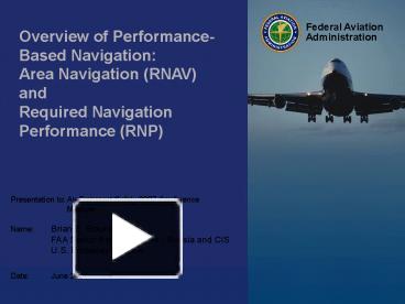 Overview of PerformanceBased Navigation: presentation | free to view