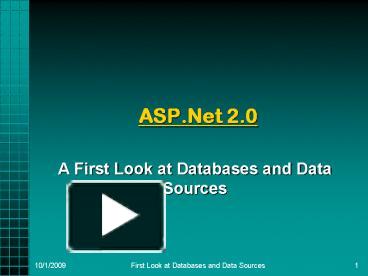 ASP.Net 2.0 presentation | free to view