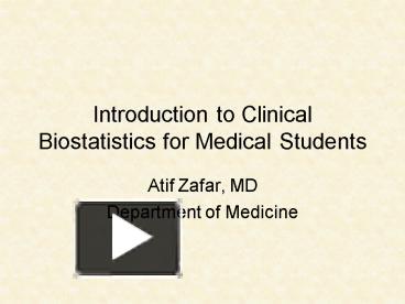 PPT – Introduction to Clinical Biostatistics for Medical Students ...