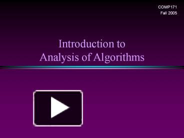 PPT – Introduction to Analysis of Algorithms PowerPoint presentation ...