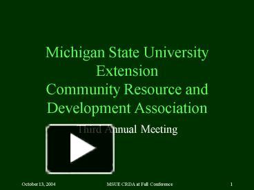 PPT – Michigan State University Extension Community Resource and ...