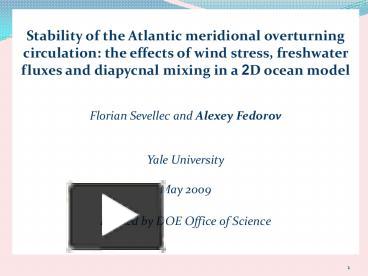 PPT – Stability of the Atlantic meridional overturning circulation: the ...