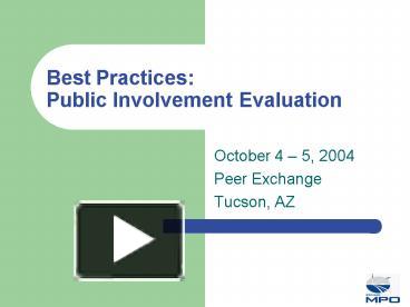 Best Practices: Public Involvement Evaluation presentation | free to view