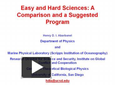 PPT – Easy and Hard Sciences: A Comparison and a Suggested Program ...