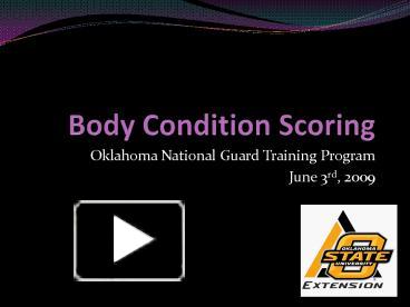 Body Condition Scoring presentation | free to view