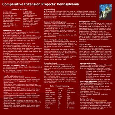 PPT – Comparative Extension Projects: Pennsylvania PowerPoint ...